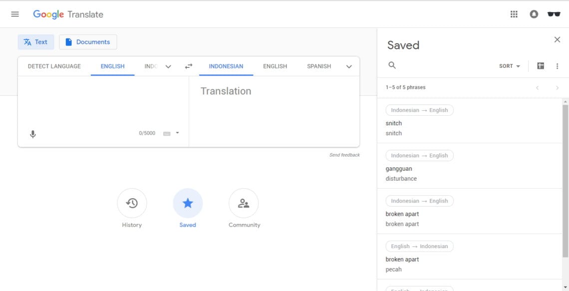 Cara Melihat Riwayat Terjemahan di Google Translate Android