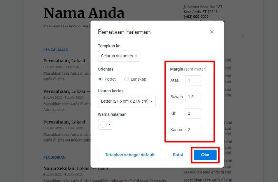 Cara Mengatur Jarak Margin Kertas di Google Docs