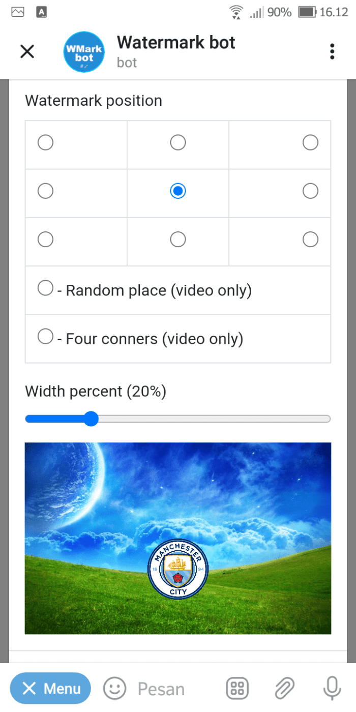 Cara Buat Watermark Logo pada Foto di Aplikasi Telegram