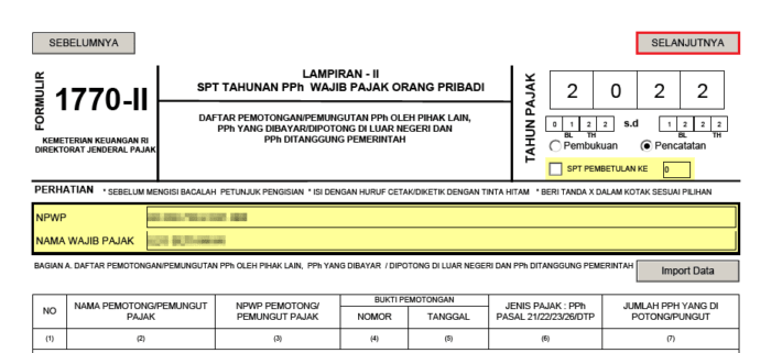 Cara Lapor SPT Tahunan 1770 Pribadi dengan eForm
