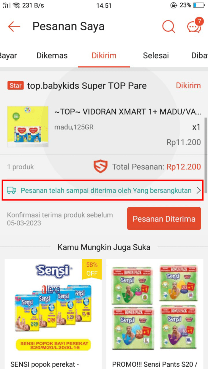 Cara Melihat Foto Penerima Paket di Aplikasi Shopee