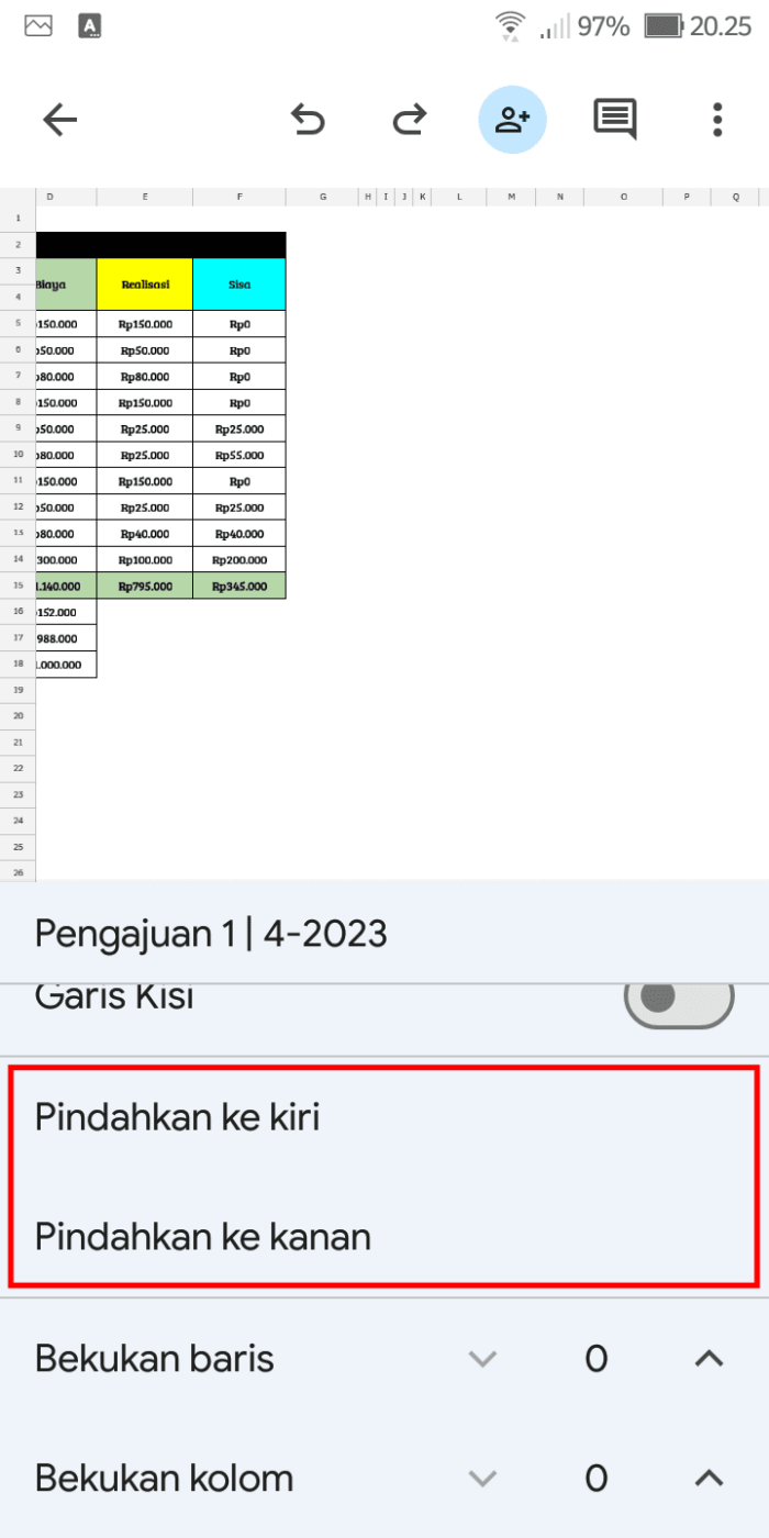 Cara Geser Tab Sheet di Aplikasi Google Spreadsheet