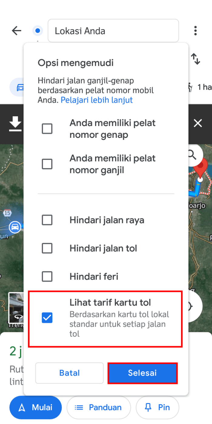 Cara Mengetahui Tarif Tol di Aplikasi Google Maps